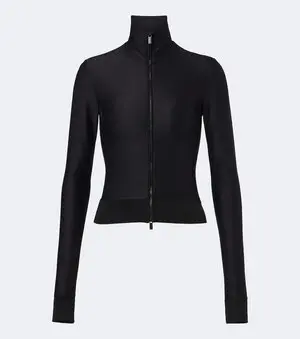 Gucci Silk-blend Zip-up Top - Black
