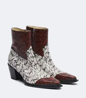 JIMMY CHOO Cece Snake-effect Leather Cowboy Boots