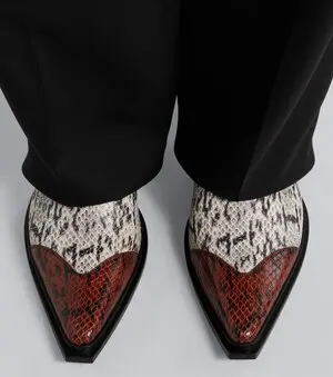 JIMMY CHOO Cece Snake-effect Leather Cowboy Boots