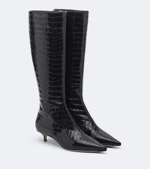 JIMMY CHOO Amis Croc-effect Leather Knee-high Boots
