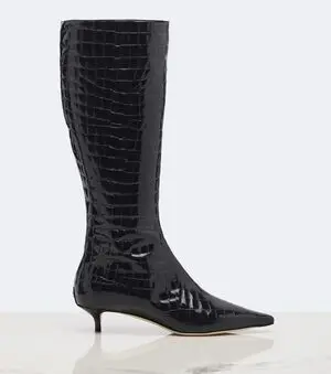 JIMMY CHOO Amis Croc-effect Leather Knee-high Boots