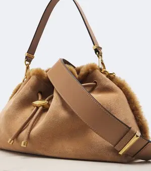 JIMMY CHOO Cinch Medium Suede Shoulder Bag