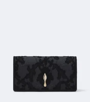 CHRISTIAN LOUBOUTIN Bettina Small Lace Crêpe Satin Clutch - Black