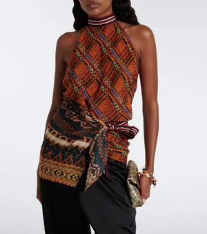 Dries Van Noten Printed Halterneck Top