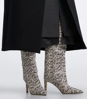 JIMMY CHOO Alizze Snake-effect Leather Knee-high Boots