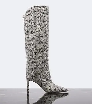 JIMMY CHOO Alizze Snake-effect Leather Knee-high Boots