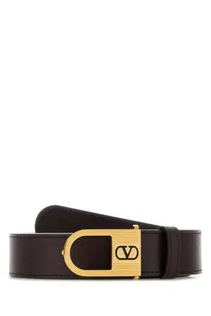Valentino Garavani Chocolate Leather Vlogo Signature Belt - Brown