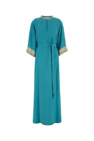 Valentino Garavani Turquoise Crepe Long Dress - Blue