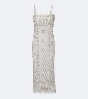 Costarellos Leona Beaded Lace Cocktail Dress - Grey