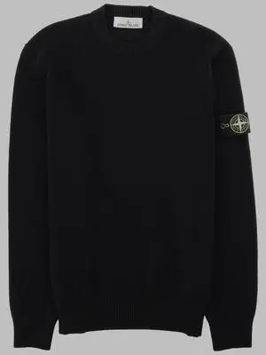 Stone Island Maglia In Lana A Costine - Black