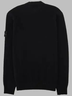 Stone Island Maglia In Lana A Costine - Black
