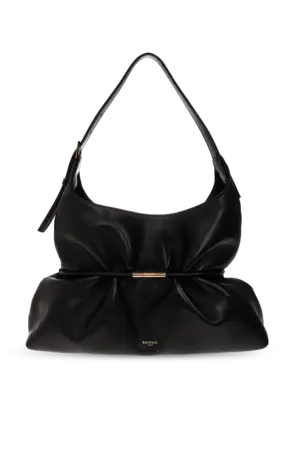 Balmain Leather ‘sphynx Medium’ Bag With Logo - Black