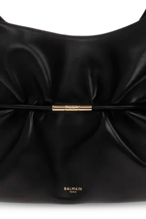 Balmain Leather ‘sphynx Medium’ Bag With Logo - Black