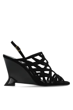 Balmain Suede Wedge Sandals