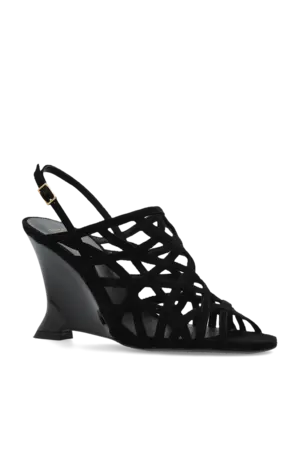 Balmain Suede Wedge Sandals