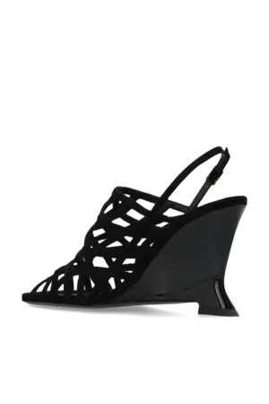 Balmain Suede Wedge Sandals