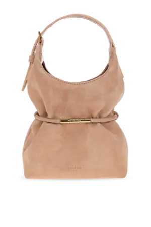 Balmain Suede ‘sphynx Mini’ Bag With Logo - Pink