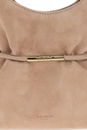 Balmain Suede ‘sphynx Mini’ Bag With Logo - Pink