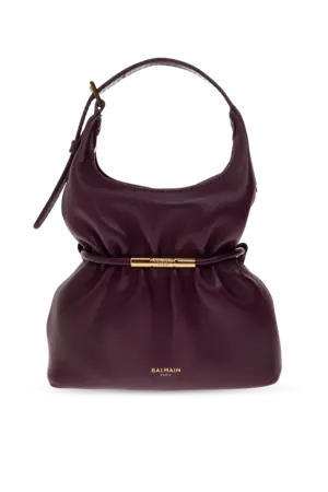 Balmain Leather ‘sphynx Mini’ Bag With Logo - Purple