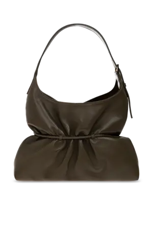 Balmain Sphynx Medium’ Leather Bag With Logo - Green