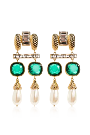 Valentino Garavani Long Clip-on Earrings With Shimmering Crystals