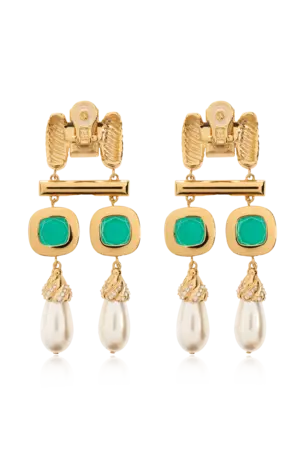 Valentino Garavani Long Clip-on Earrings With Shimmering Crystals