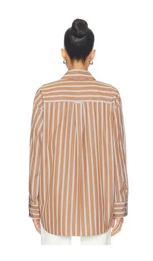 Citizens Of Humanity Thea Boyfriend Shirt In Cognac - Copper Stripe