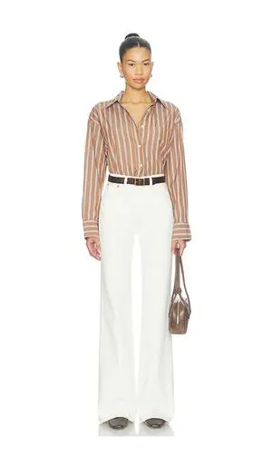 Citizens Of Humanity Thea Boyfriend Shirt In Cognac - Copper Stripe