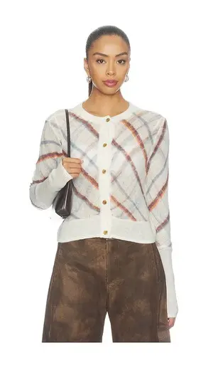 Free People Highland Mist Cardigan In White - Sugar Mist Combo