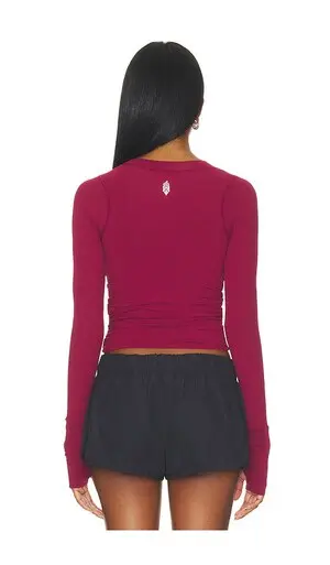 Free People X Tempo Ruched Longsleeve Top - Brick