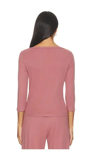 VIR VITA Florence Boatneck Pointelle Top In Pink
