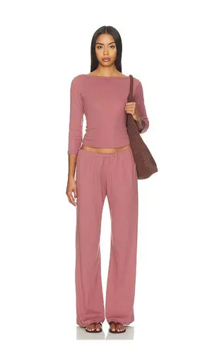 VIR VITA Florence Boatneck Pointelle Top In Pink
