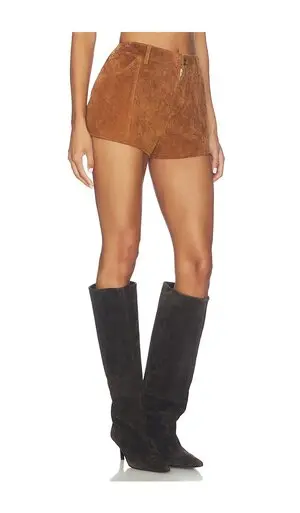 Central Park West Odessa Genuine Suede Short In Brown