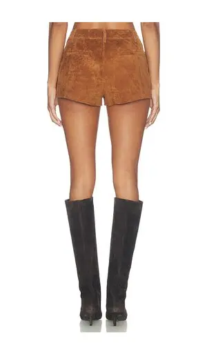 Central Park West Odessa Genuine Suede Short In Brown