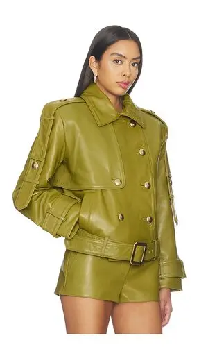 Retrofete Yseld Leather Jacket In Green