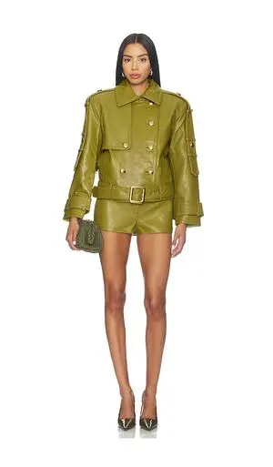 Retrofete Yseld Leather Jacket In Green