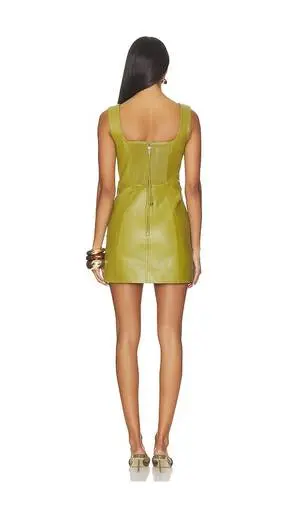 Retrofete Tilde Leather Dress In Green - Basil