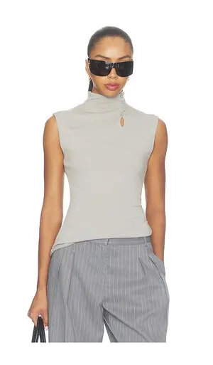 Helmut Lang Button Sleeveless Top In Grey