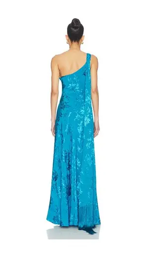 Hemant & Nandita One Shoulder Sash Maxi Dress In Blue