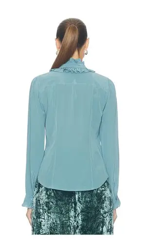 Ulla Johnson Catroux Longsleeve Silk Blouse In Blue