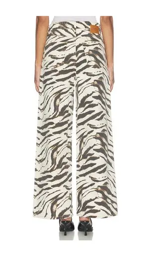GANNI Print Denim Lari Jeans In Cream
