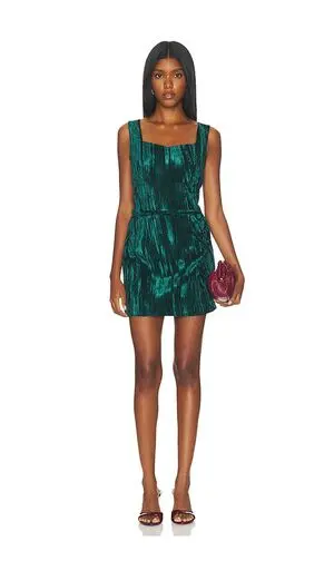 KIM SHUI Adora Crushed Velvet Mini Dress In Green - Emerald