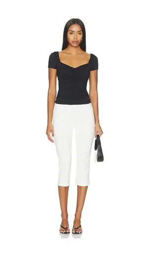 Susana Monaco Sweetheart Shortsleeve Gathered Top