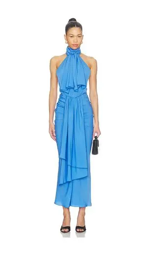 ROWEN ROSE Bow Neck Maxi Dress In Baby - Blue