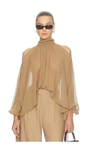 NONCHALANT LABEL Juno Blouse In Brown - Camel