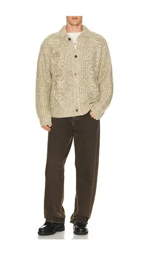 Obey Isar Button Up Sweater In Brown