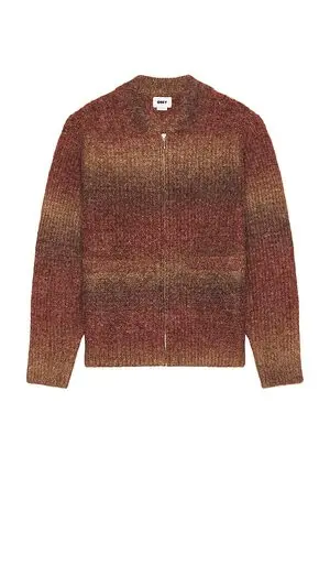 Obey Anton Gradient Cardigan In Brown