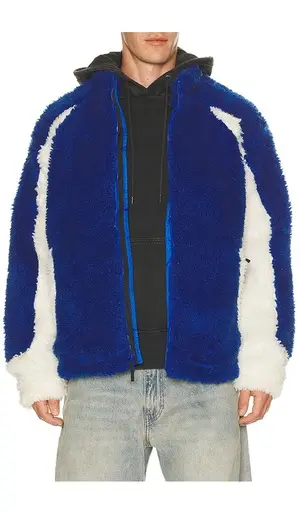 Obey Center Field Sherpa Jacket In Blue - Blue Multi