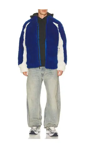 Obey Center Field Sherpa Jacket In Blue