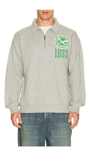 Junk Food Eagles Flocked Quarter Zip Sweatshirt In Grey